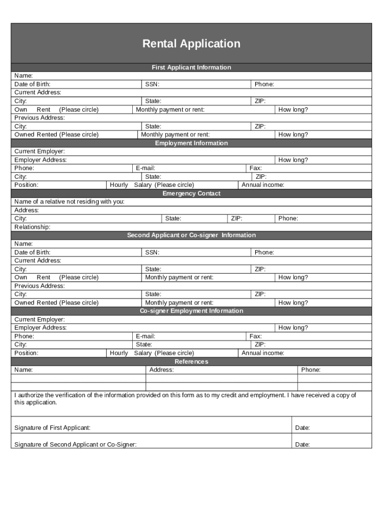 Home Rental Ination and Application Doc Template | pdfFiller