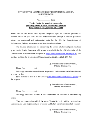 Tender document lor engagement 01 Data Entry Operators through Service Provider Doc Template ...