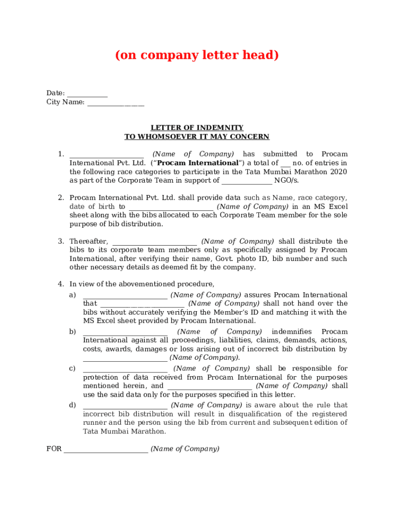 What Is a Letter of Indemnity (LOI)? Definition and Example Doc ...