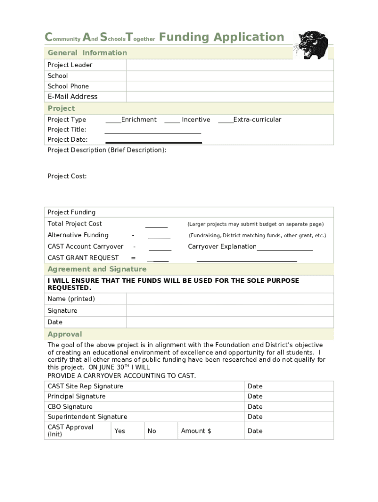 Community And SchoolsTogether Funding Application Doc Template | pdfFiller