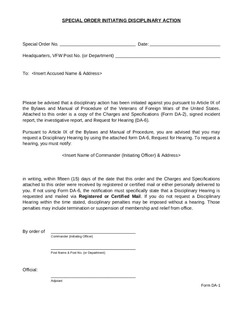 Disciplinary Action s Doc Template | pdfFiller