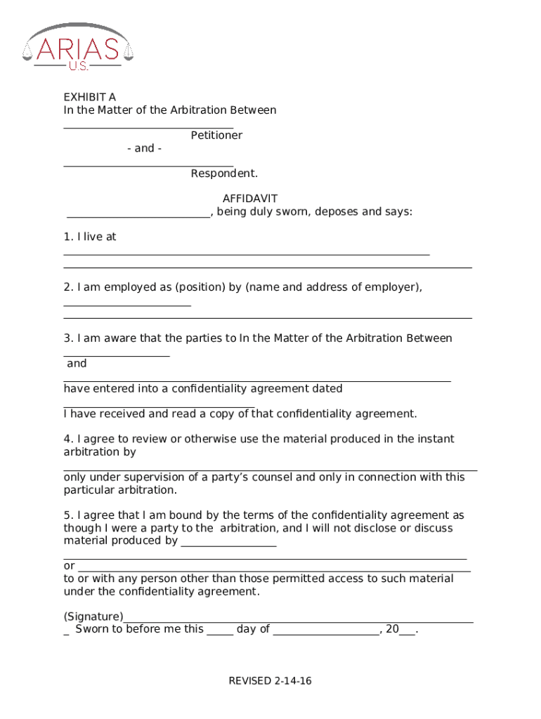 EXHIBIT A In the Matter of the Arbitration Between - ariasu.s. Doc Template | pdfFiller