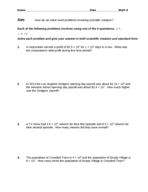 Scientific Notation Word Problems.doc - Aim How do we ... Doc Template ...