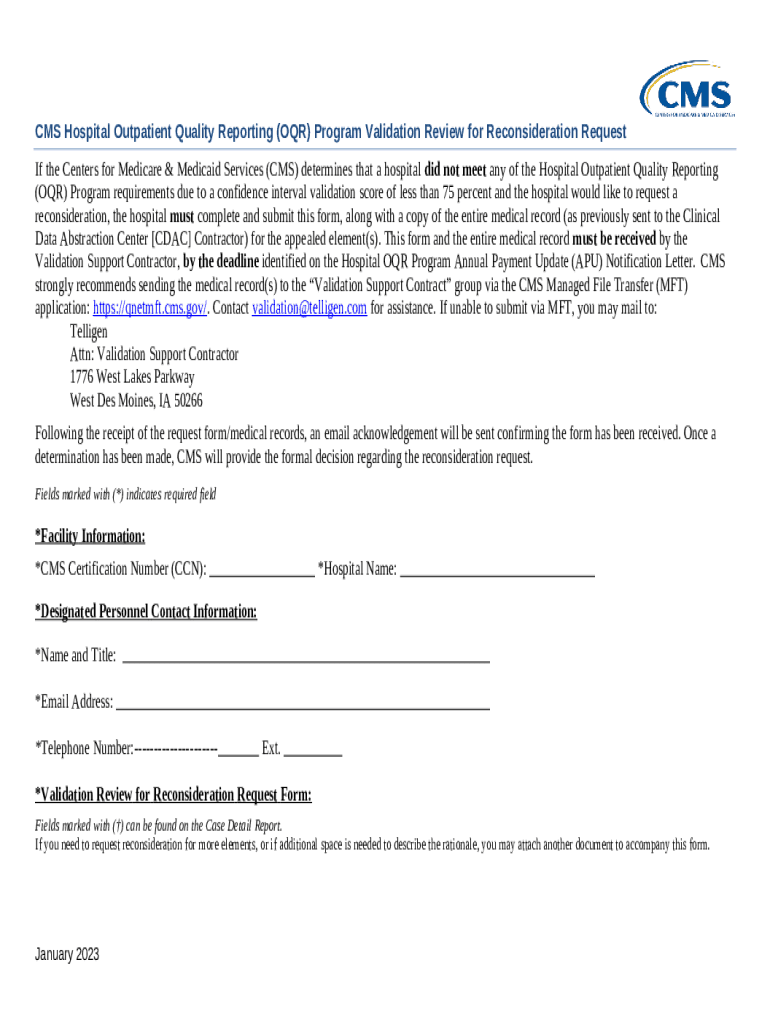 CMS Hospital Outpatient Quality Reporting (OQR) Program Validation ...