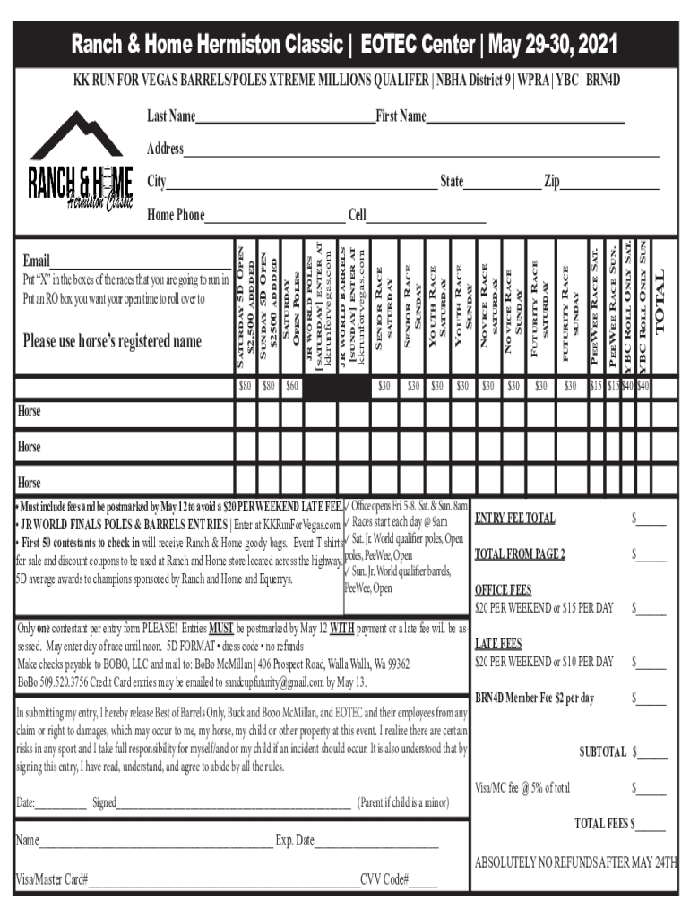 Fillable Online Ranch & Home Hermiston Classic EOTEC Center Fax Email Print - pdfFiller