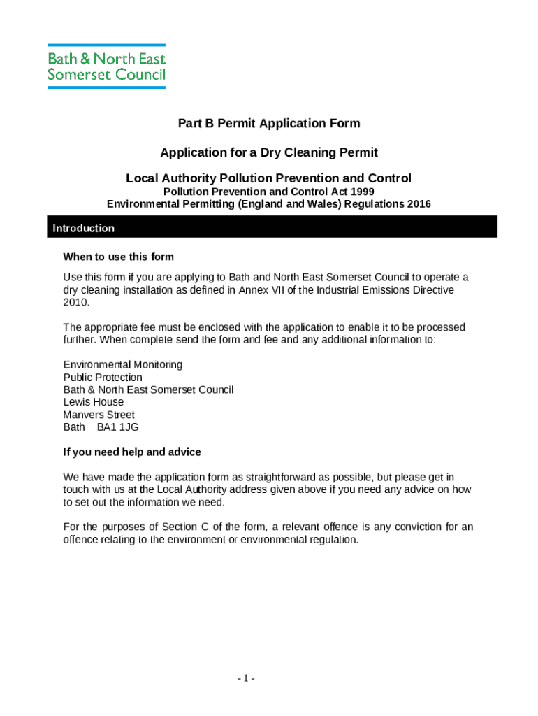 Dry Cleaning Establishment Permit Doc Template | pdfFiller