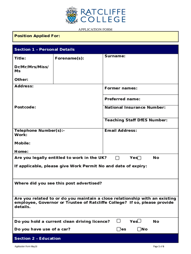 APPLICATION FOR TEACHING POSITION (*Please do not ... Doc Template ...