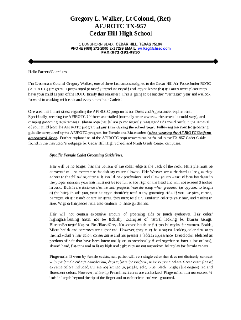 Cedar Hill Graduates Reflect Upon Colonel Walker's Service Doc Template ...