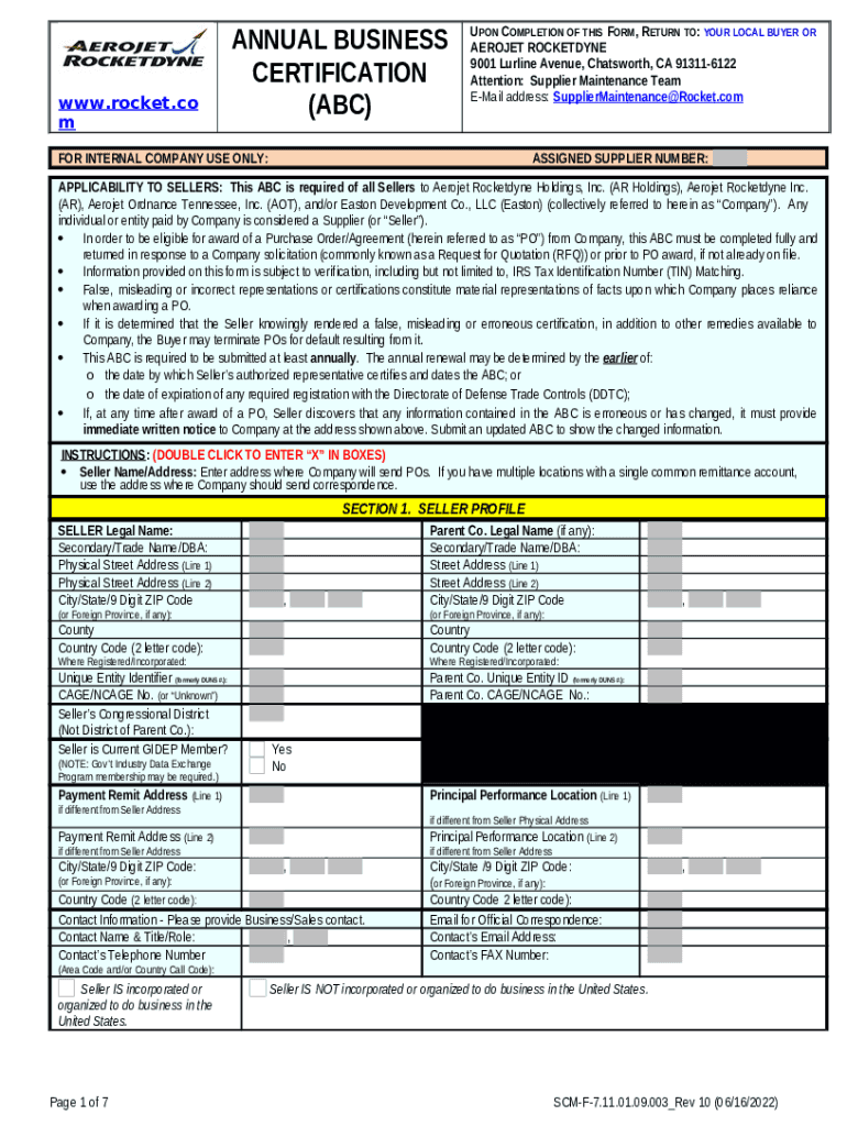 supplier ination request (sir) - Aerojet Rocketdyne Doc Template | pdfFiller