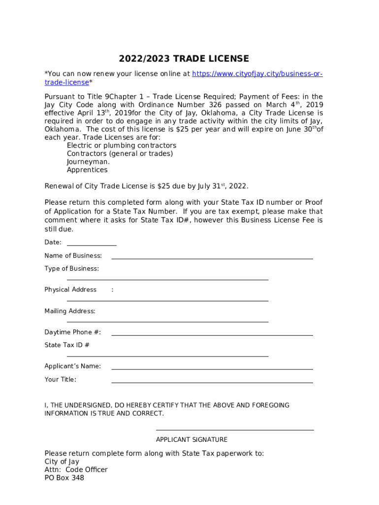 Trade License Doc Template | pdfFiller