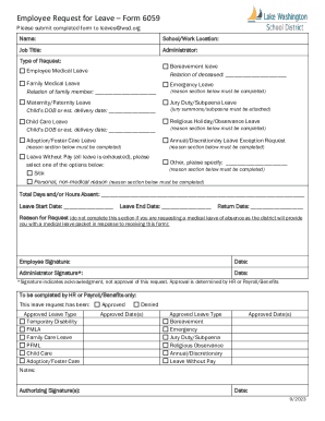 Fillable Online Employee Request for LeaveForm 6059 Fax Email Print ...