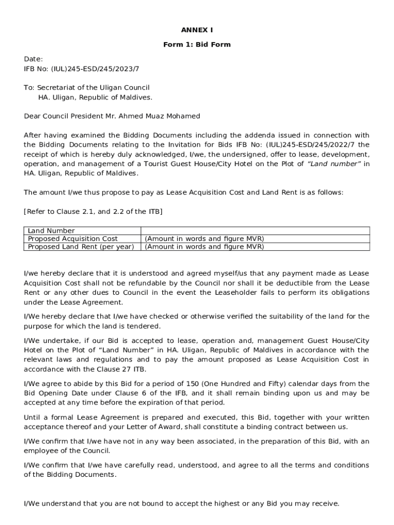 1: Bid Doc Template | pdfFiller