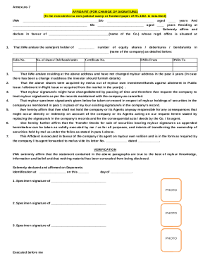 Affidavit (For Change of Signature) I / We Doc Template | pdfFiller