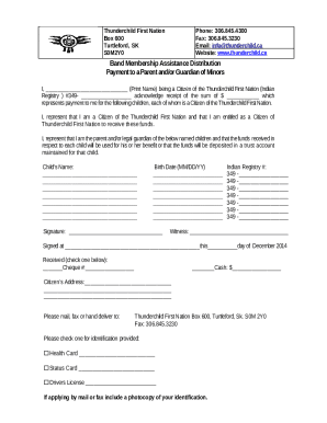 Band Membership Assistance Distribution Payment to an ... Doc Template ...