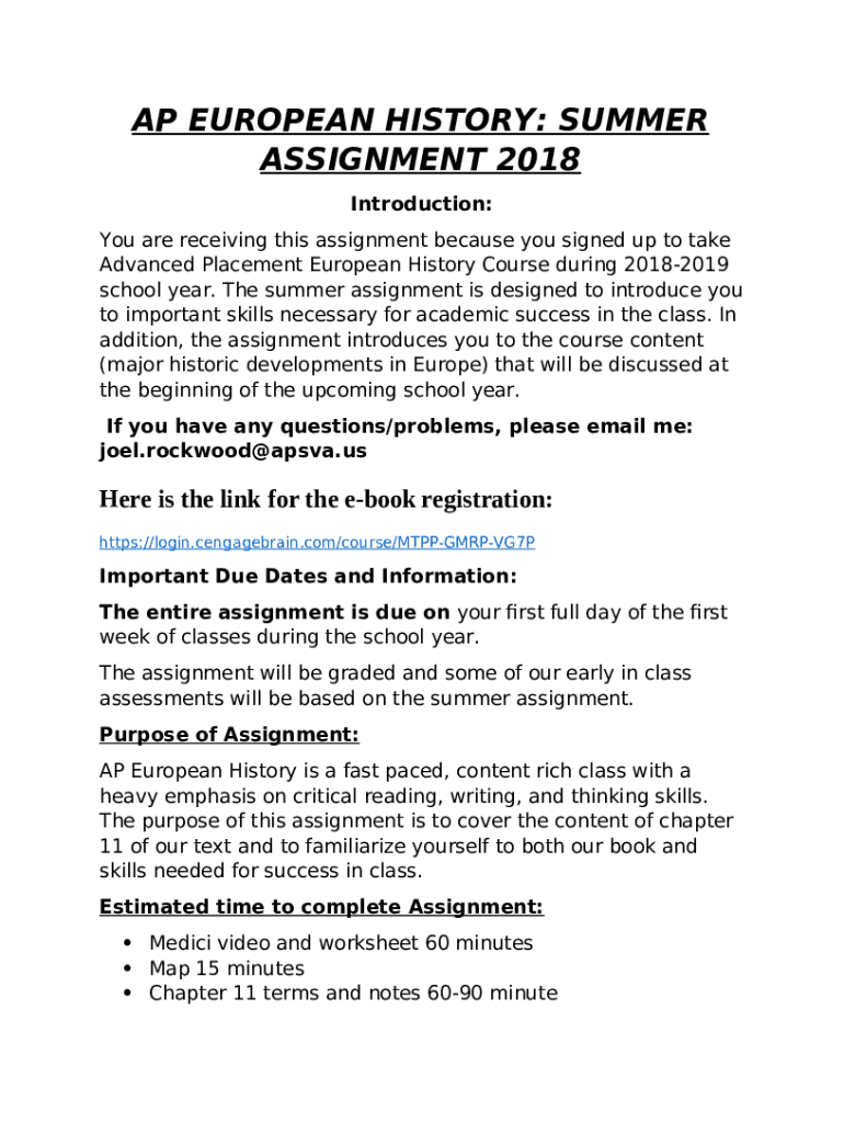 AP European History - AP Students - College Board Doc Template | pdfFiller