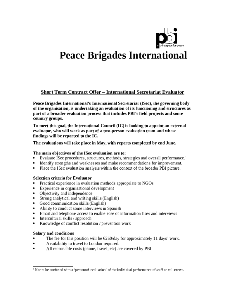 Peace Brigades International-Canada: Front Page Doc Template | pdfFiller