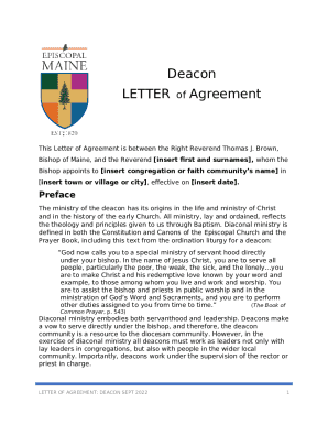 Letter of Agreement Deacon TemplateWORD VERSION Doc Template | pdfFiller