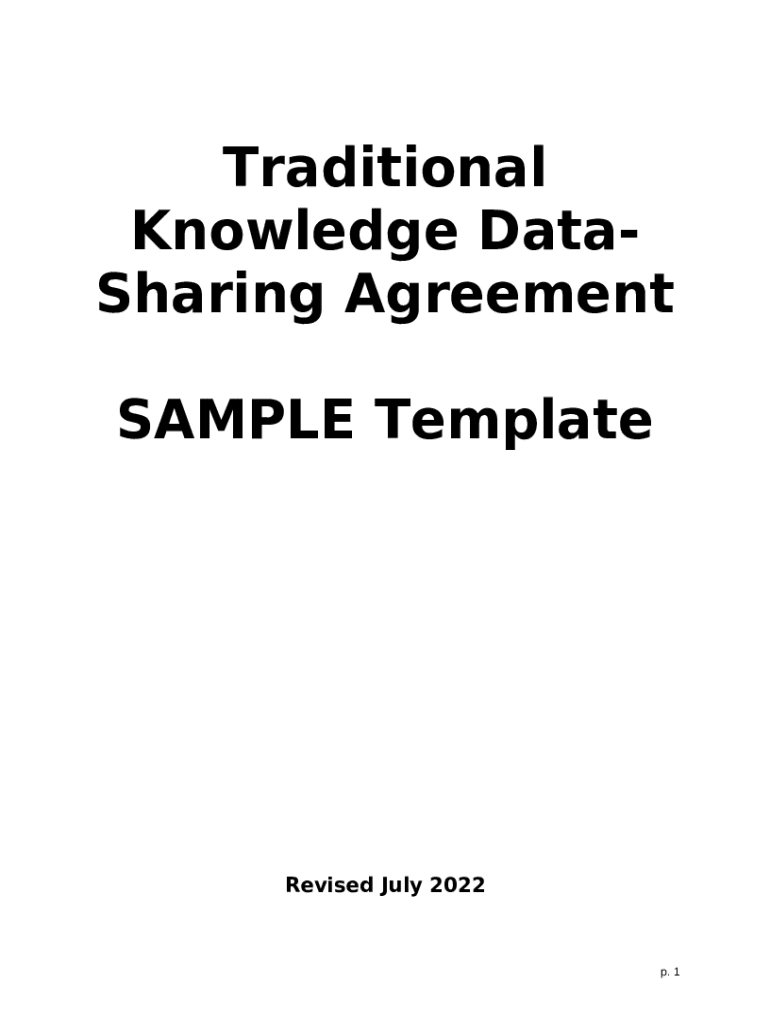 Traditional Knowledge Data-Sharing Agreement SAMPLE ...