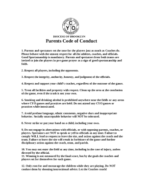 Players, Parents and Coaches Code of Conduct Doc Template | pdfFiller