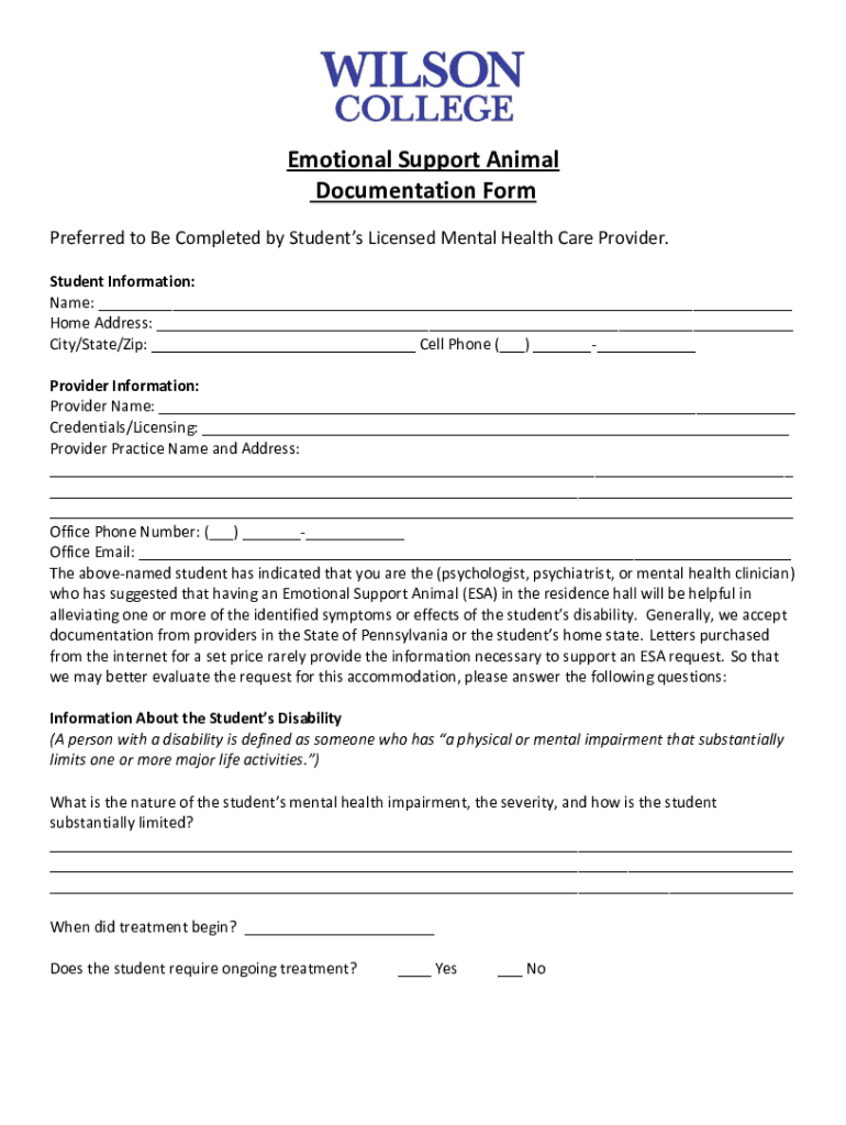 Fillable Online DISABILITY VERIFICATION FORM for an Emotional ... Fax ...