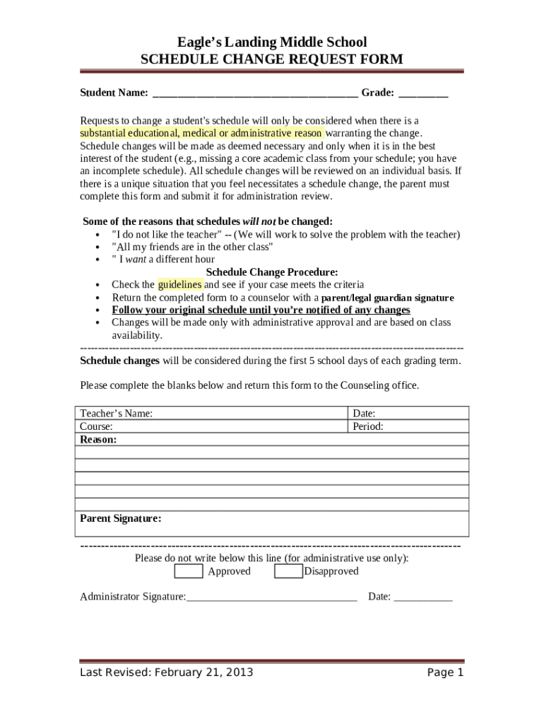 Flippen Elementary SchoolSCHEDULE CHANGE REQUEST - schoolwires henry ...