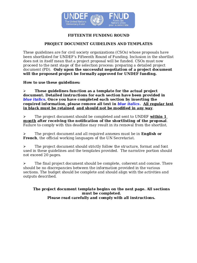Final short list of project proposals approved for UNDEF's ... Doc ...