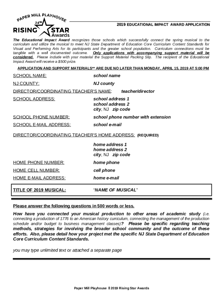 Official Rising Star Awards 2024 Doc Template | pdfFiller