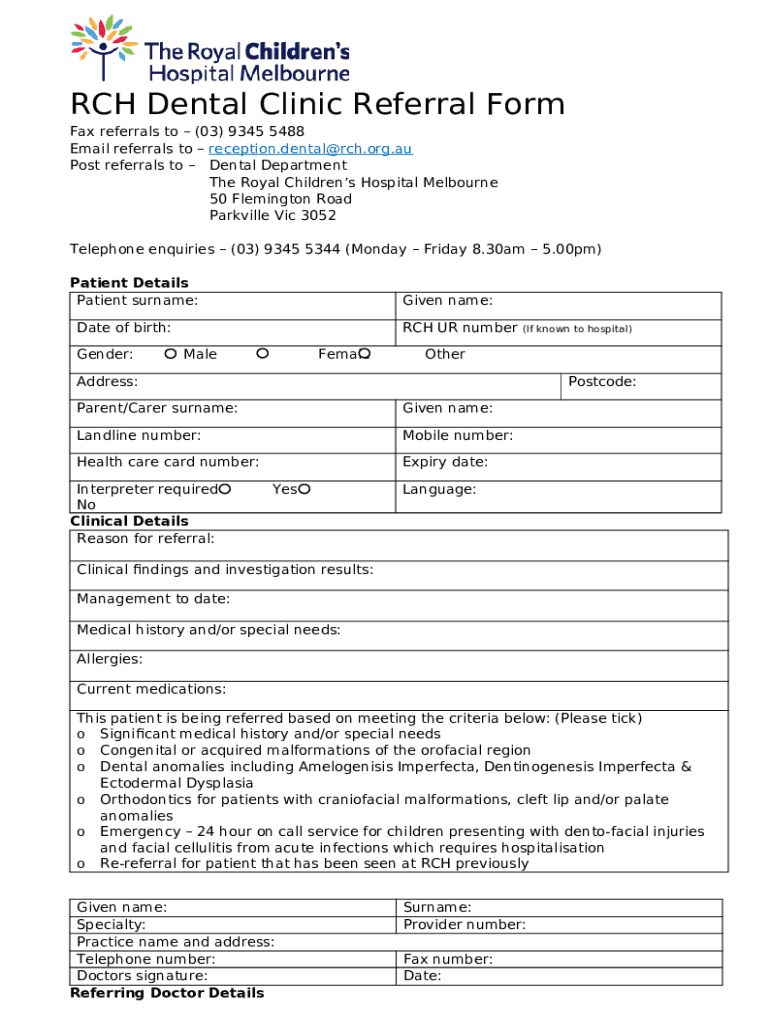 Referrals - Dental Health Services Victoria Doc Template | pdfFiller