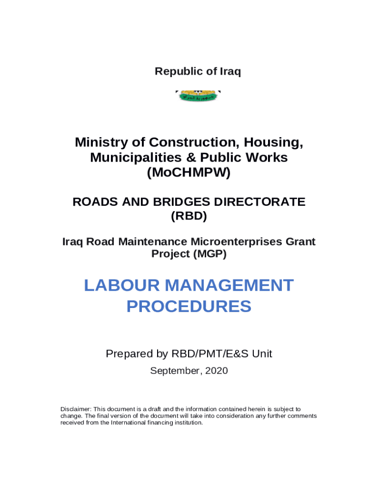 Republic of Iraq Ministry of Construction, Housing, Public ... Doc ...