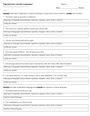 Worksheet 3. Literal and Figurative Language (teacher ... - pvhs ...
