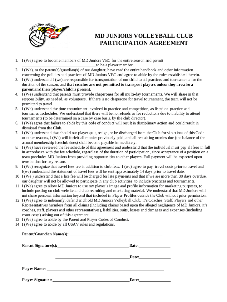 Club Volleyball - rate your club pros/cons Doc Template | pdfFiller