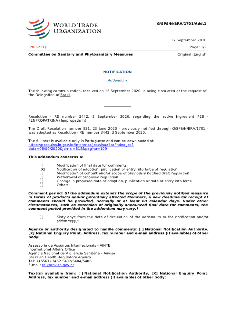 NOTIFICATION Addendum - Aladi Doc Template | pdfFiller