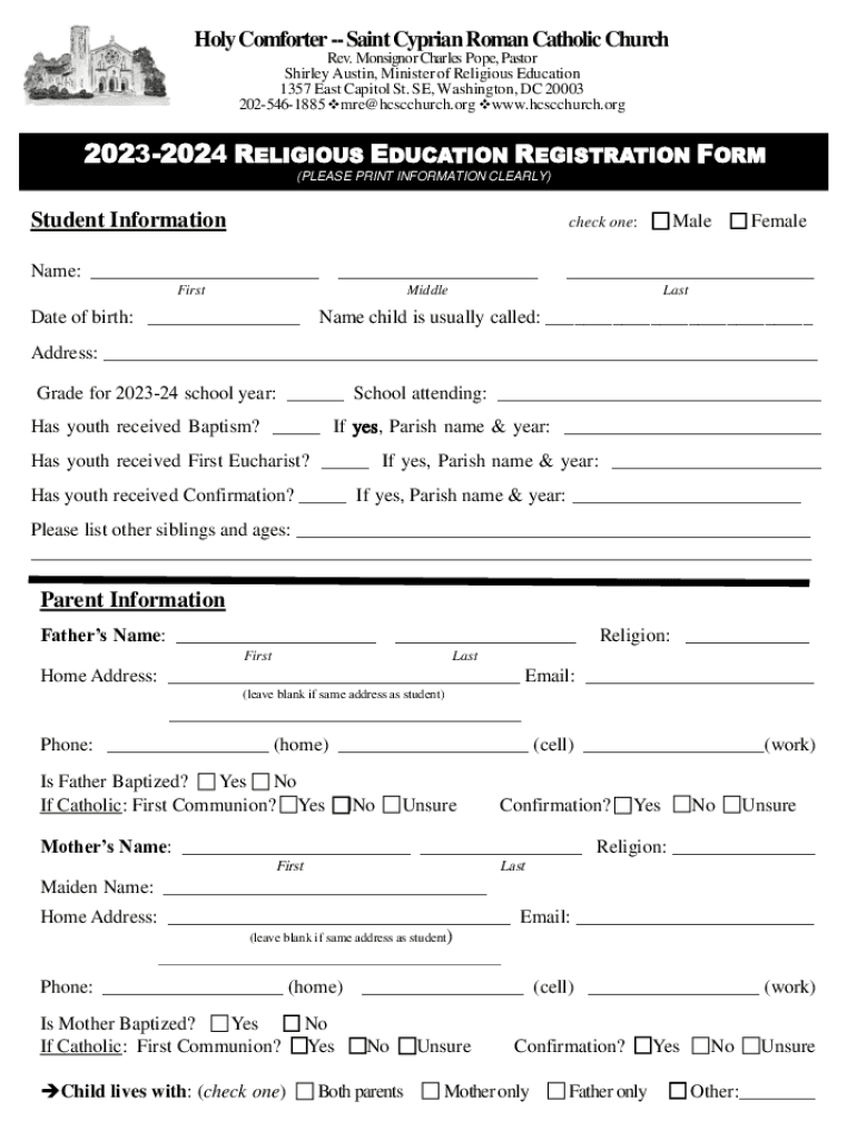 Fillable Online Washington, DC Parishes - Archdiocese of Washington Fax Email Print - pdfFiller