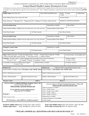 SBHC Registration - English Doc Template | pdfFiller
