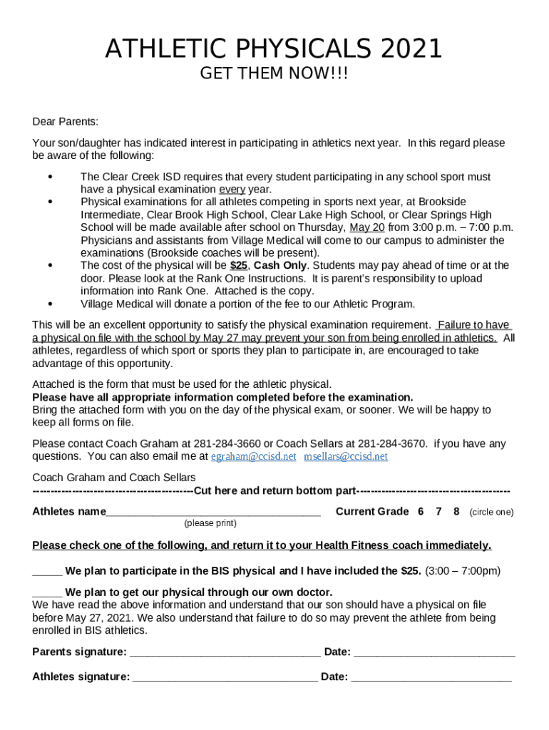 Sr. High School ATHLETICS Handbook Doc Template | pdfFiller