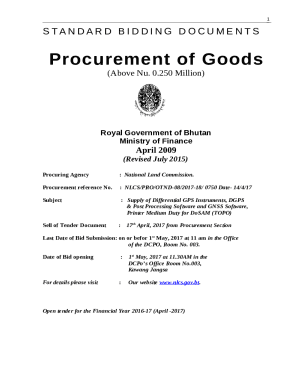 STANDARD BIDDING DOCUMENT Procurement of Goods ... Doc Template | pdfFiller