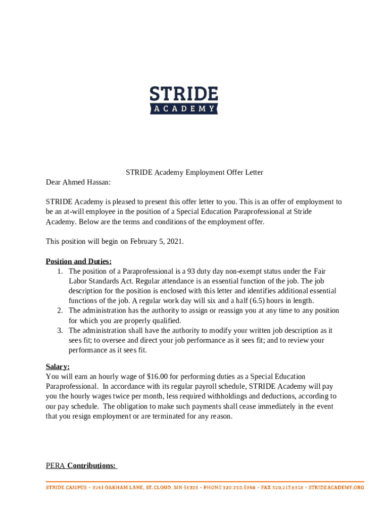 Employment Offer Letter Agreement Doc Template | pdfFiller