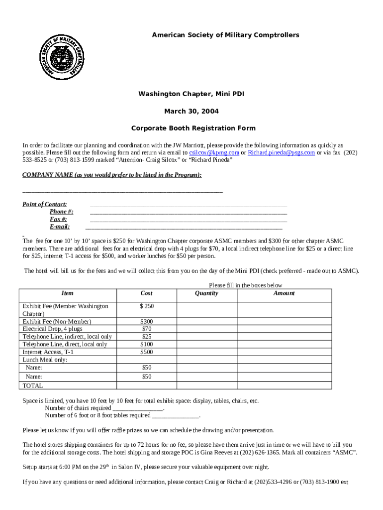 ASMC 04 MiniPDI Booth Reg .doc Doc Template | pdfFiller