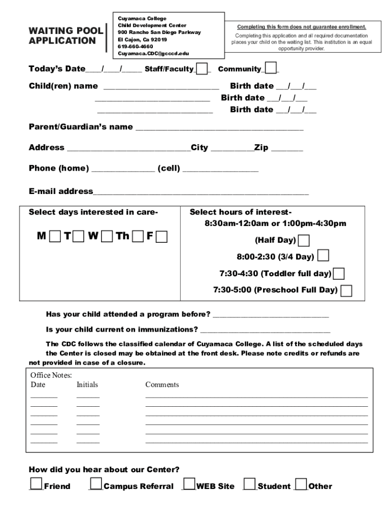 Fillable Online Child Development Forms Fax Email Print - pdfFiller