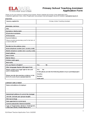 ELA Basel Application . TA Application Doc Template | pdfFiller