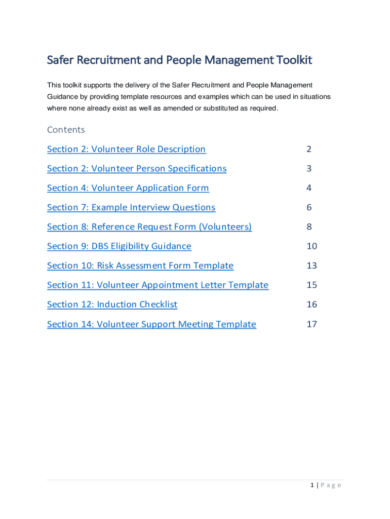 Fillable Online Safer Recruitment and People Management Toolkit ...