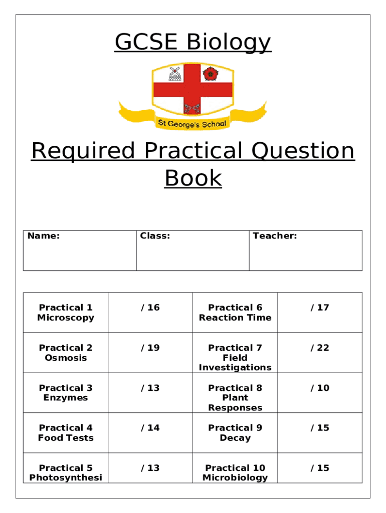 GCSE Biology Trilogy F Required Practical Question Book ... Doc ...