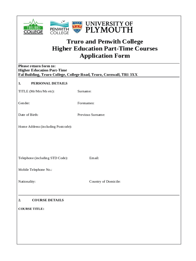 Part-time HE Courses application Doc Template | pdfFiller
