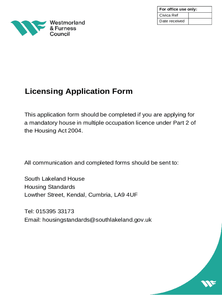 Application for a House in Multiple Occupation (HMO) ... Doc Template ...