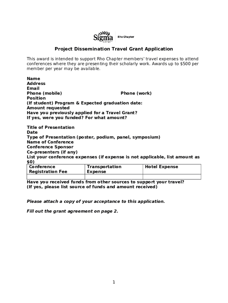 Lee Honors College Student Travel Grant Application Doc Template ...