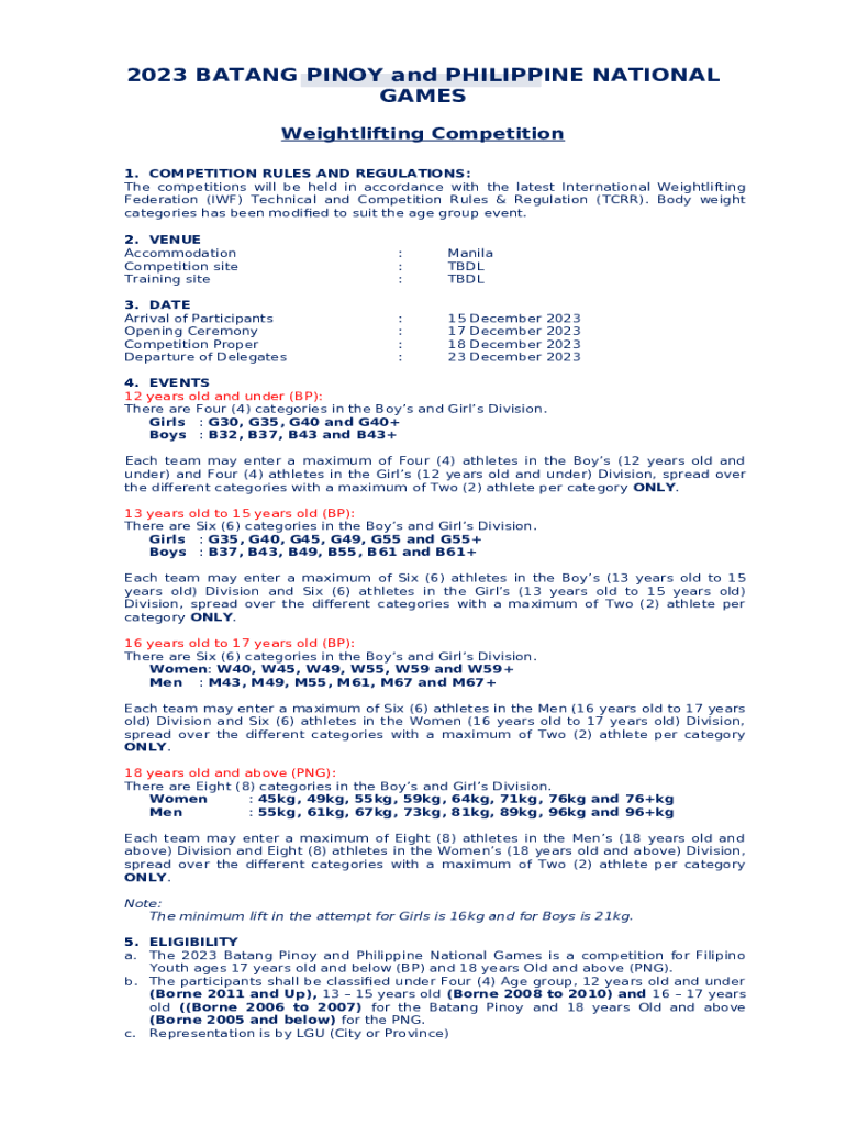 COMPETITION RULES AND REGULATIONS: Doc Template | pdfFiller