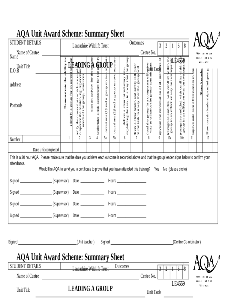Summary Sheet (incorporating an itemised checklist) Doc Template ...