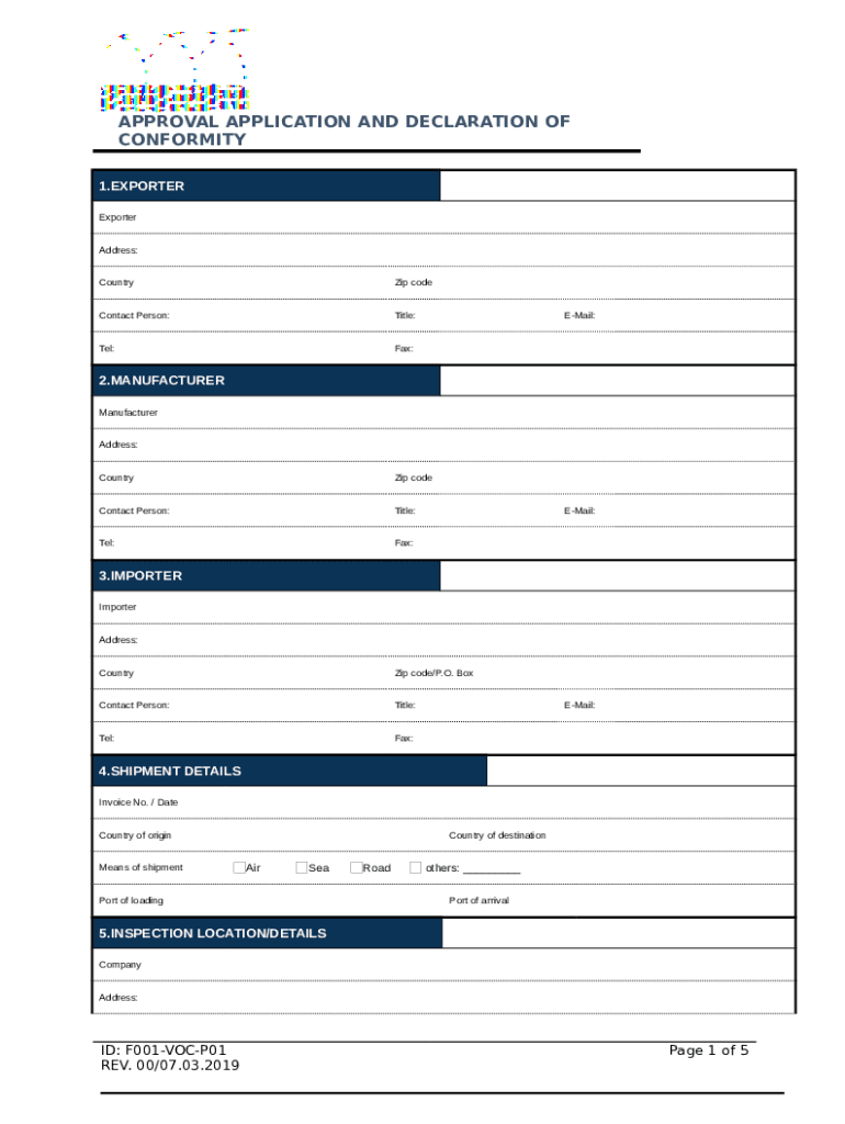 approval application and declaration of conity Doc Template | pdfFiller