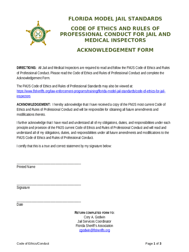florida model jail standards code of ethics and rules of ... Doc ...