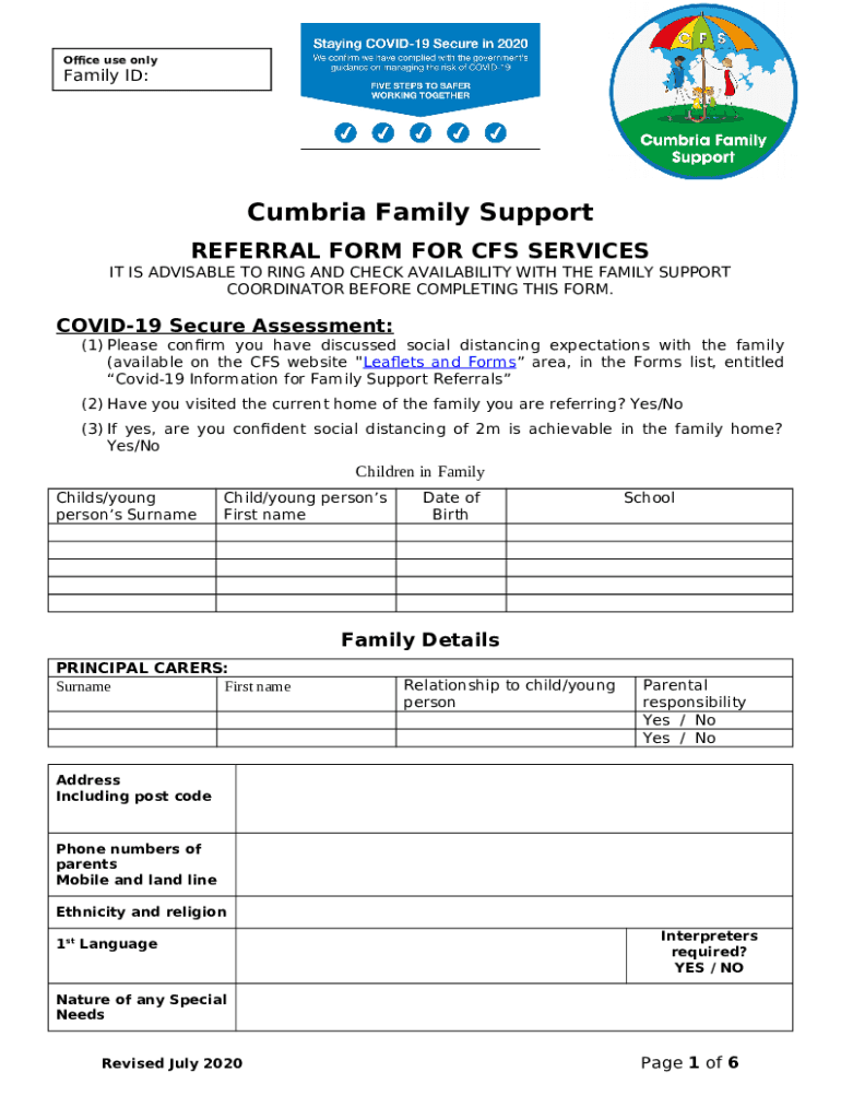referral for cfs services Doc Template | pdfFiller